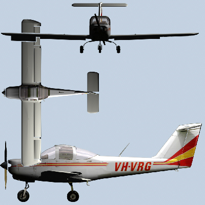 general aviation piper tomahawk 3d model