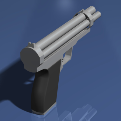 3d model experimental pistol stacked projectile