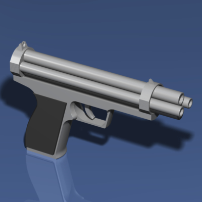 3d model experimental pistol stacked projectile