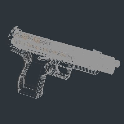 3d model experimental pistol stacked projectile