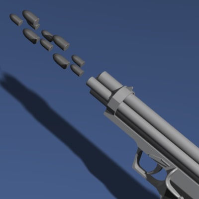 3d model experimental pistol stacked projectile