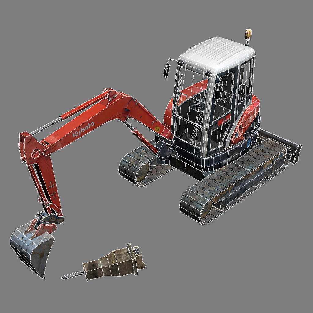 mini excavator 3d model