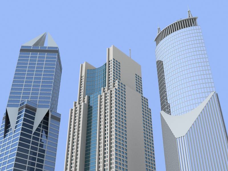 3d model 3 skyscrapers shanghai buildings