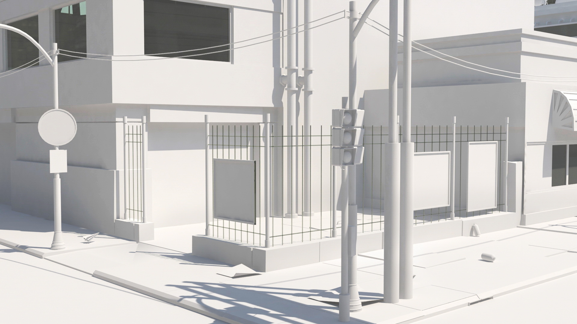 3d untextured building view