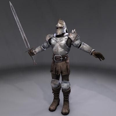3d knight rusted armor model
