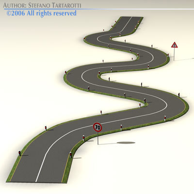 3d road curves street signs model