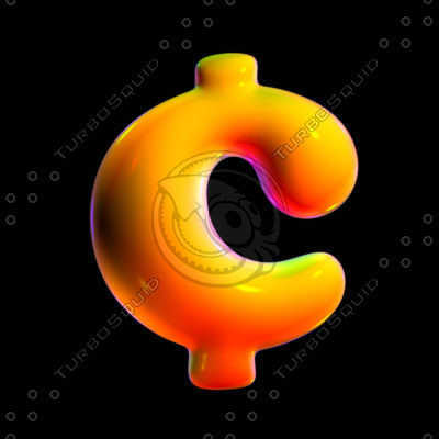 3d model organic font cent sign