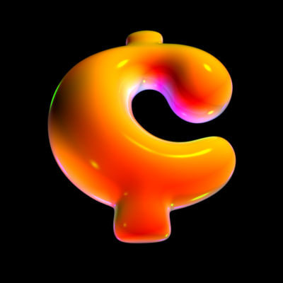 3d model organic font cent sign