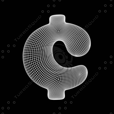 3d model organic font cent sign