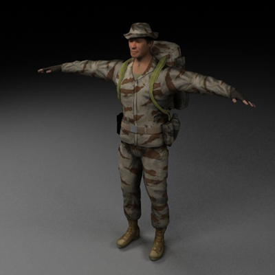 delta force character rigged 3d model