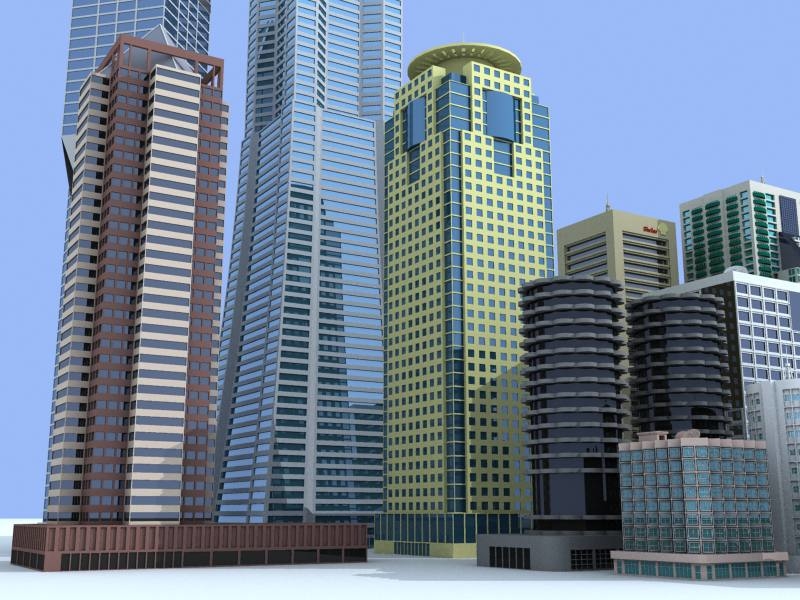 3d small medium rise buildings