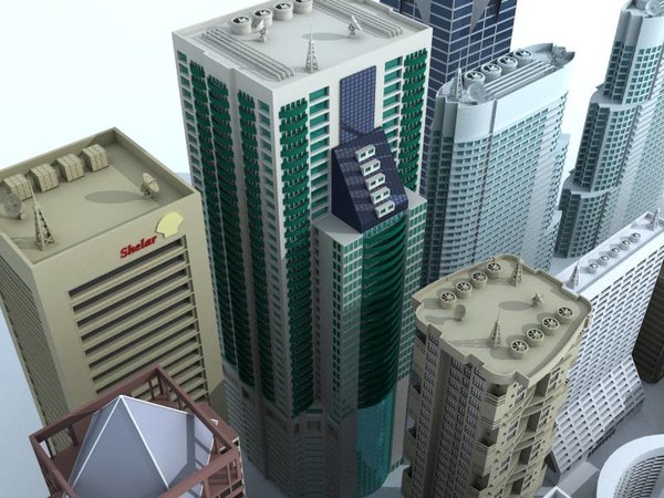 3d small medium rise buildings