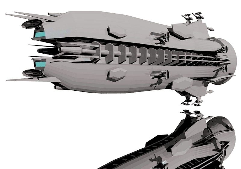 sci fi battleship ship 3d model