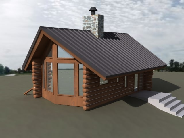 3d log cabin model