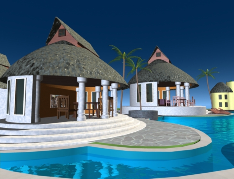 tropical resort 3d model