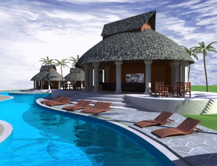 tropical resort 3d model