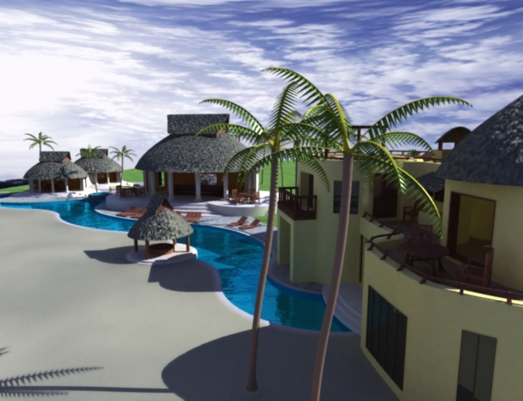 tropical resort 3d model