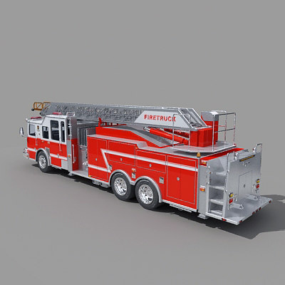 3d model aerial ladders truck engine