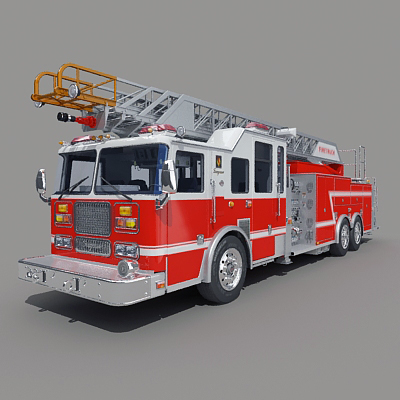 3d model aerial ladders truck engine