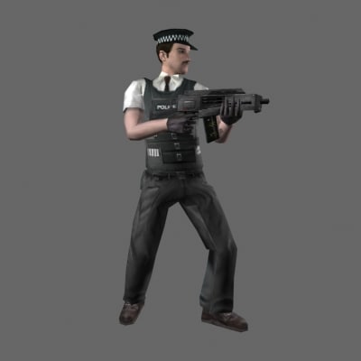 3d model armed policeman police