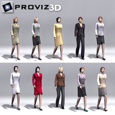 modelo 3d 3D People: Walking 3D Business Women vol. 01 - TurboSquid 352140