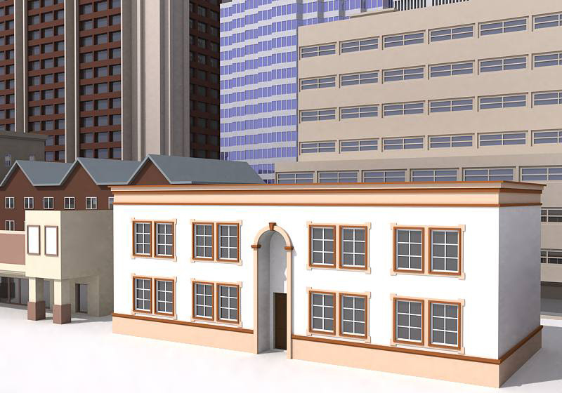 3d small medium rise buildings