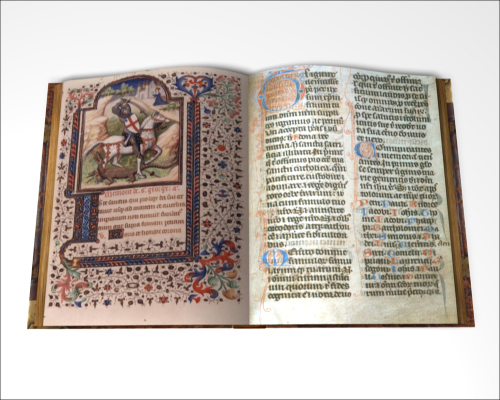3d open medieval manuscript book