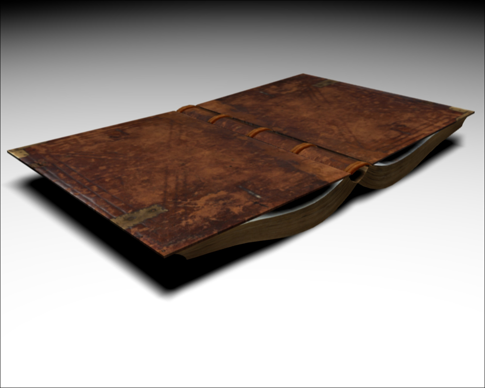 3d open medieval manuscript book