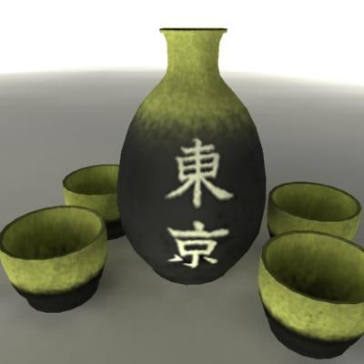japanese sake set pot 3d ma