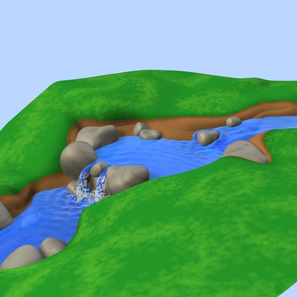 river water animation 3d model