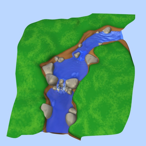 river water animation 3d model