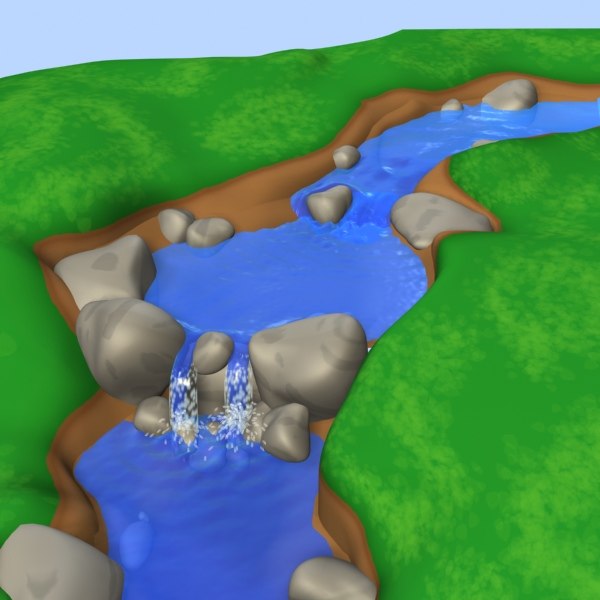 river water animation 3d model