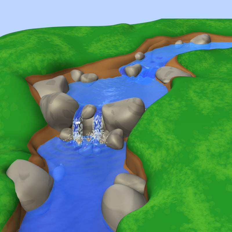 river water animation 3d model