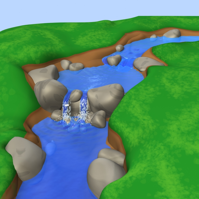 river water animation 3d model