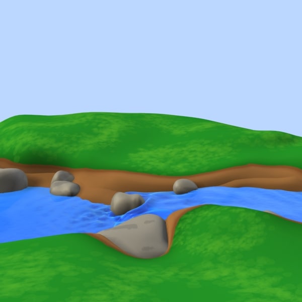 river water animation 3d model