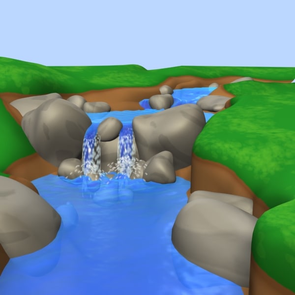 river water animation 3d model