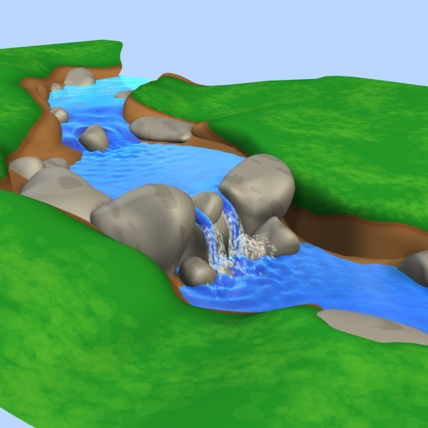 river water animation 3d model