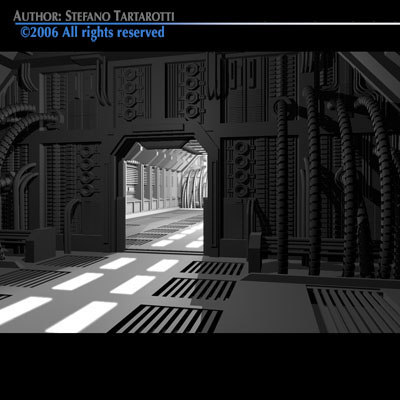 3ds max science-fiction corridor doors