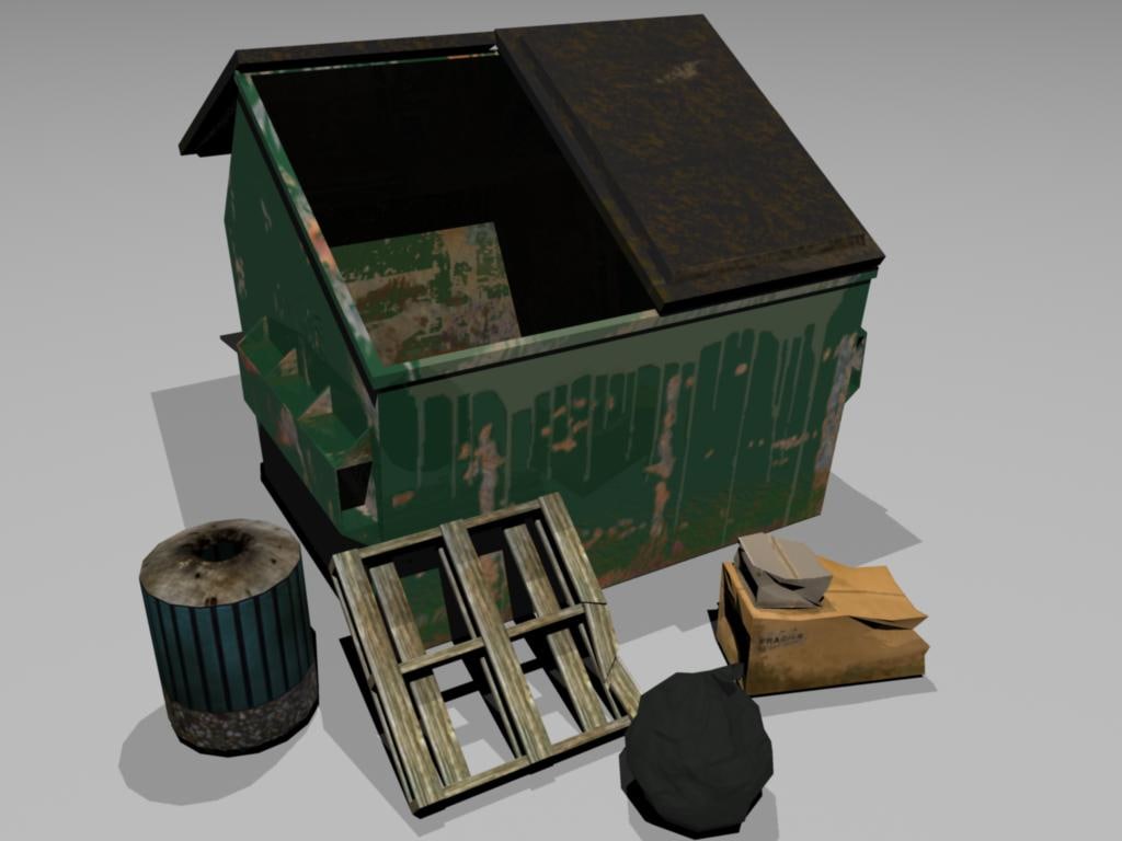 3d trash bin garbage model