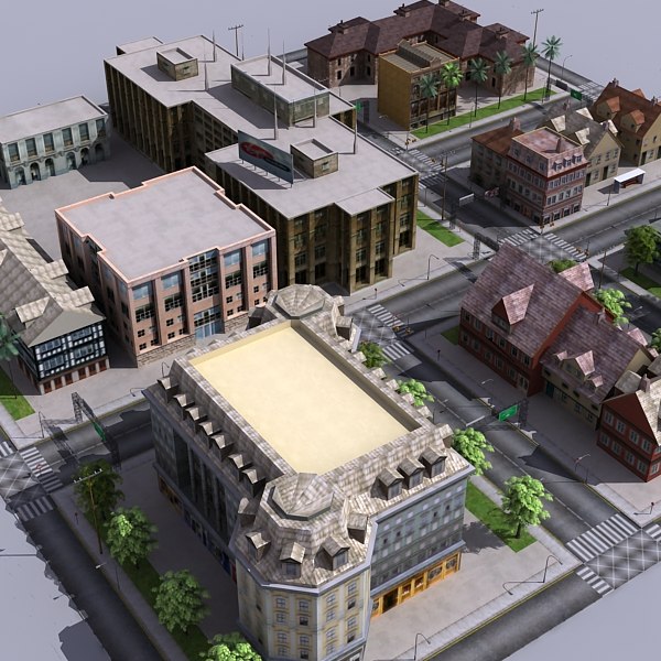 3ds max city scene road street