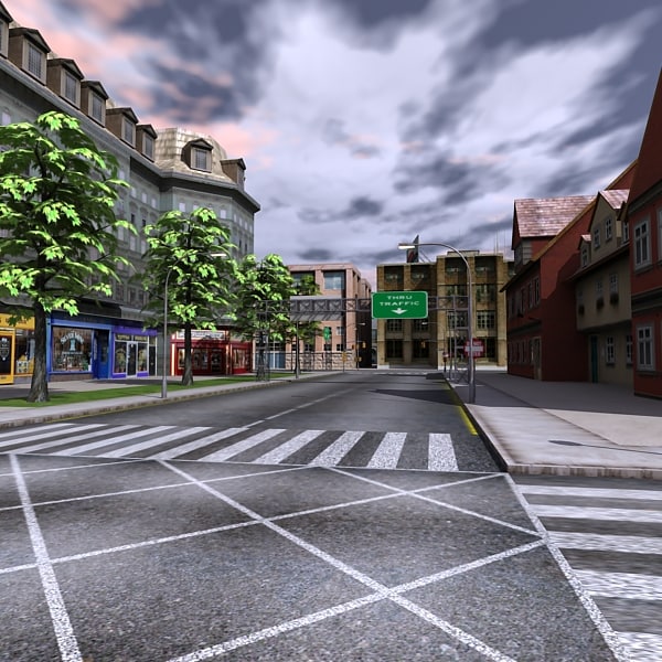 3ds max city scene road street