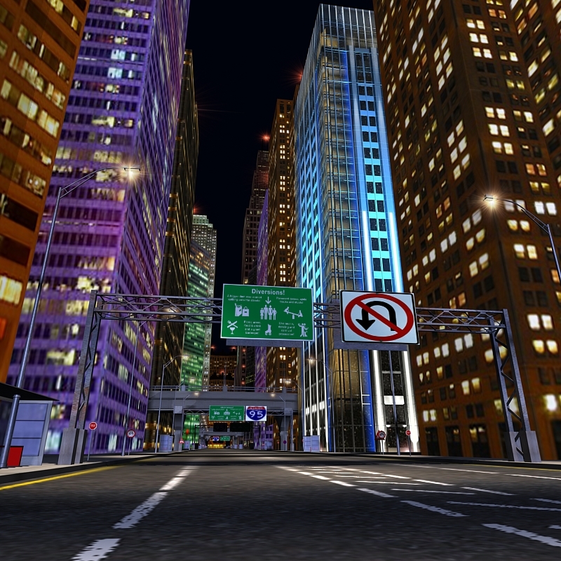 night city scene 3d max