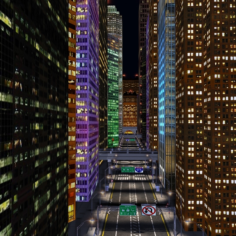 night city scene 3d max