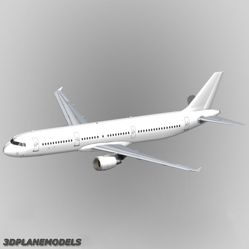 3d model airbus a321 generic white