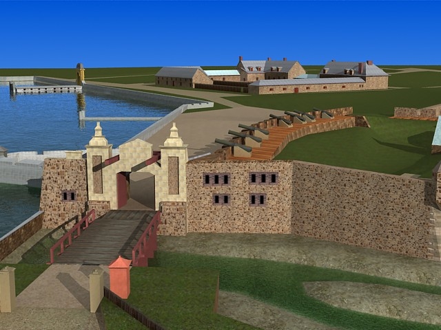 3d old fortress village cottages