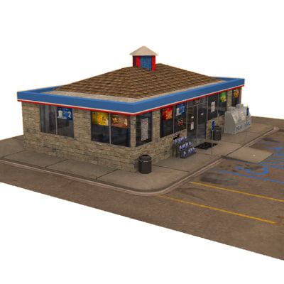 3d model of convenience store modeled