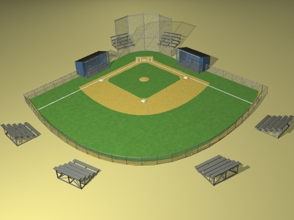 3d little baseball field bases model
