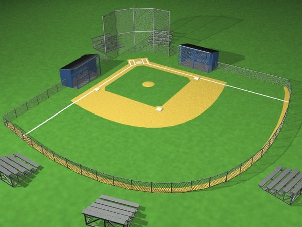 3d little baseball field bases model