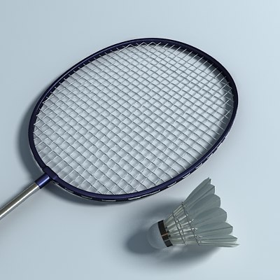 badminton racket birdie 3d model