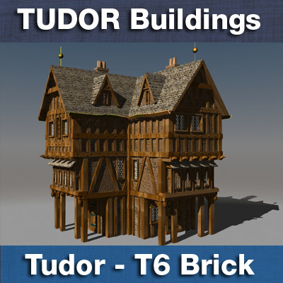 3d t tudor style medieval building model